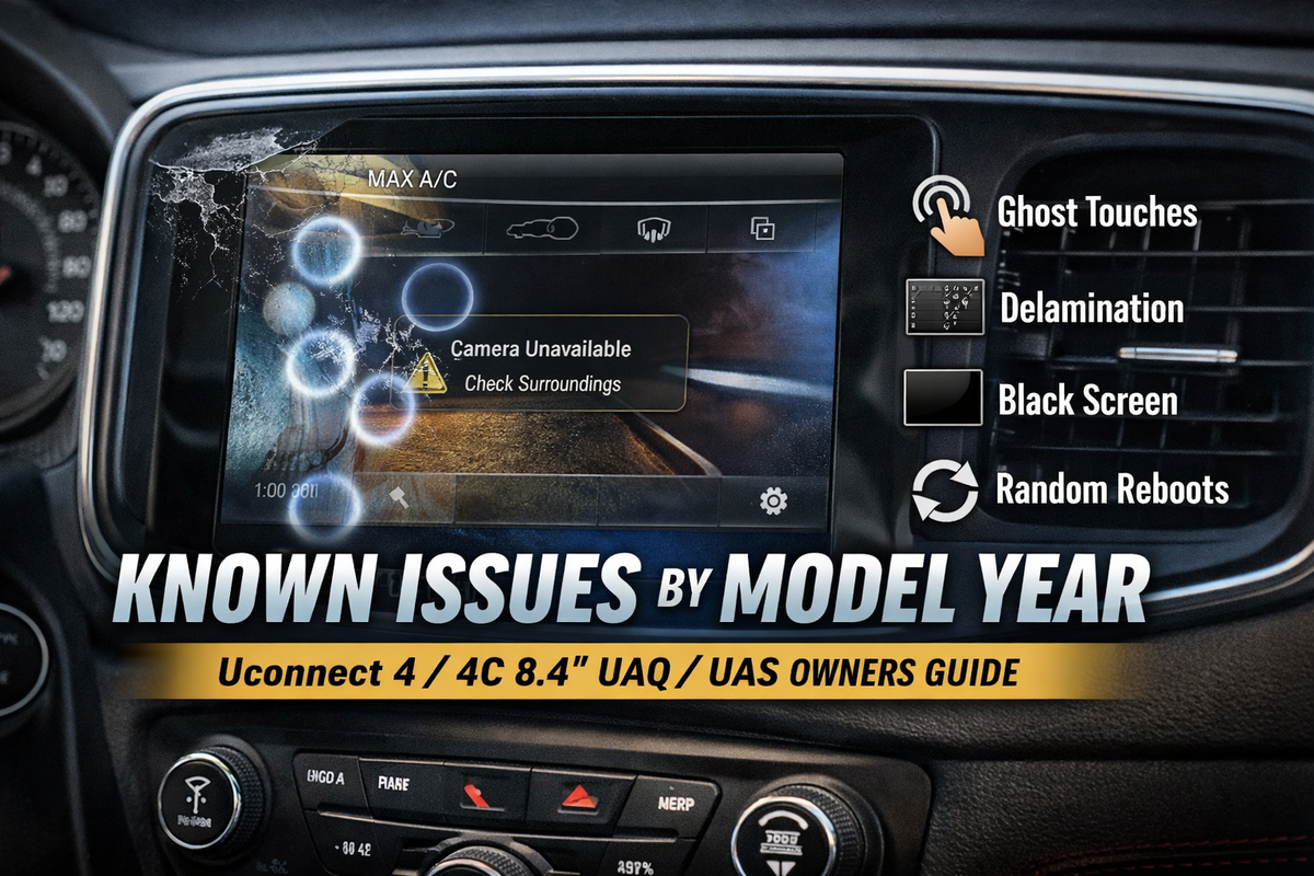 Known Issues by Model Year – Uconnect 4 / 4C 8.4" UAQ / UAS – Cuescreens